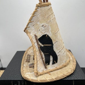 Native American Handmade Birch Bark Tipi Bear Figure Inside Vintage - Etsy
