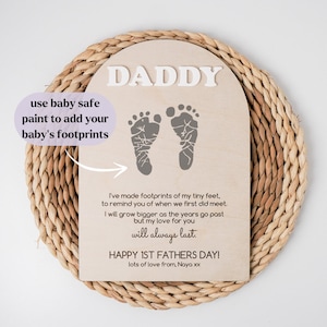 Personalised First Father's Day Gift Sign Baby Footprint Sign Poem for ...