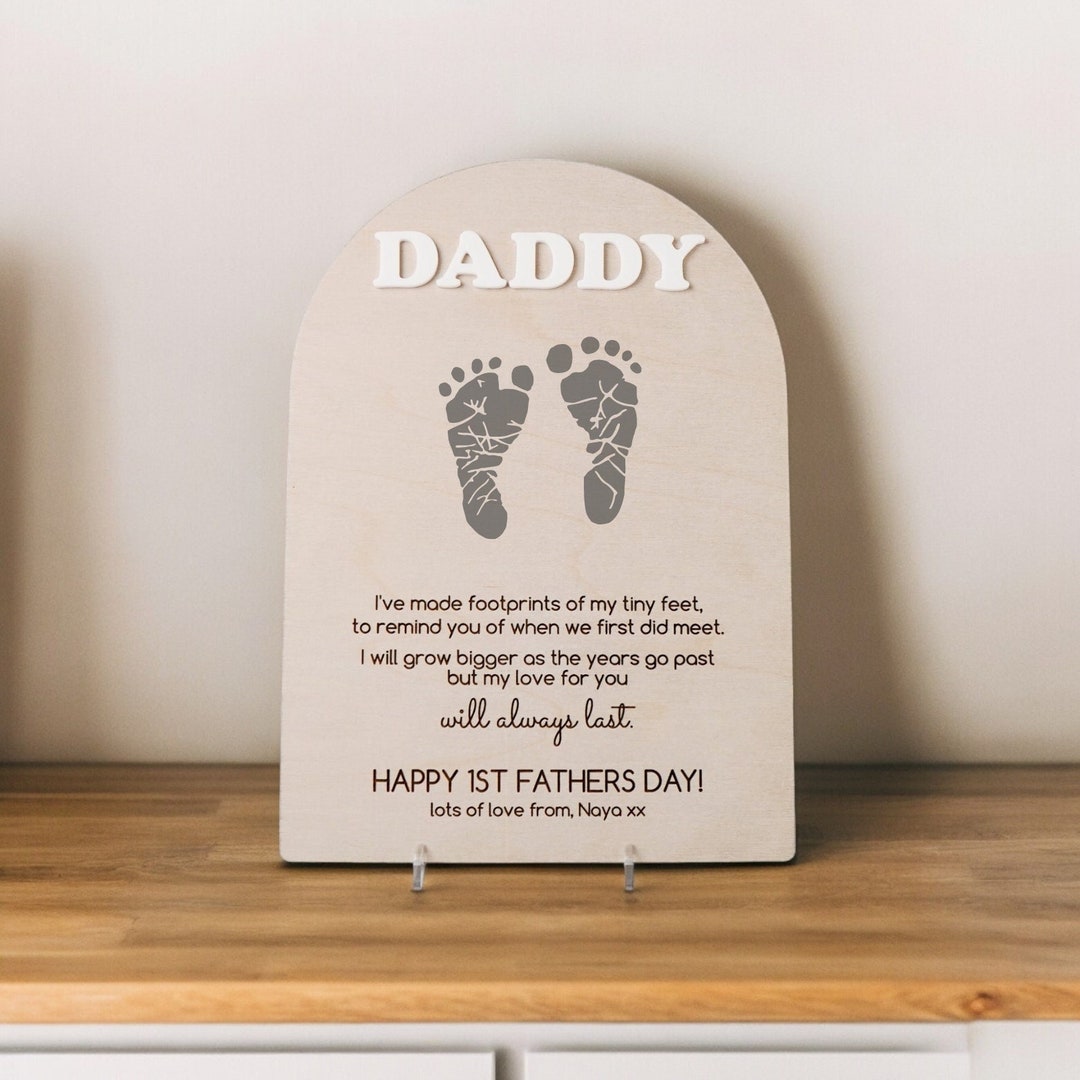 Personalised First Father's Day Gift Sign Baby Footprint Sign Poem for ...