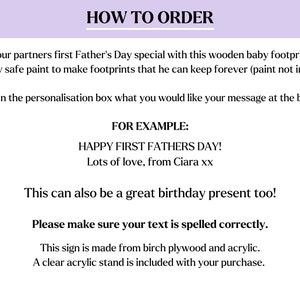 Personalised First Father's Day Gift Sign Baby Footprint Sign Poem for ...