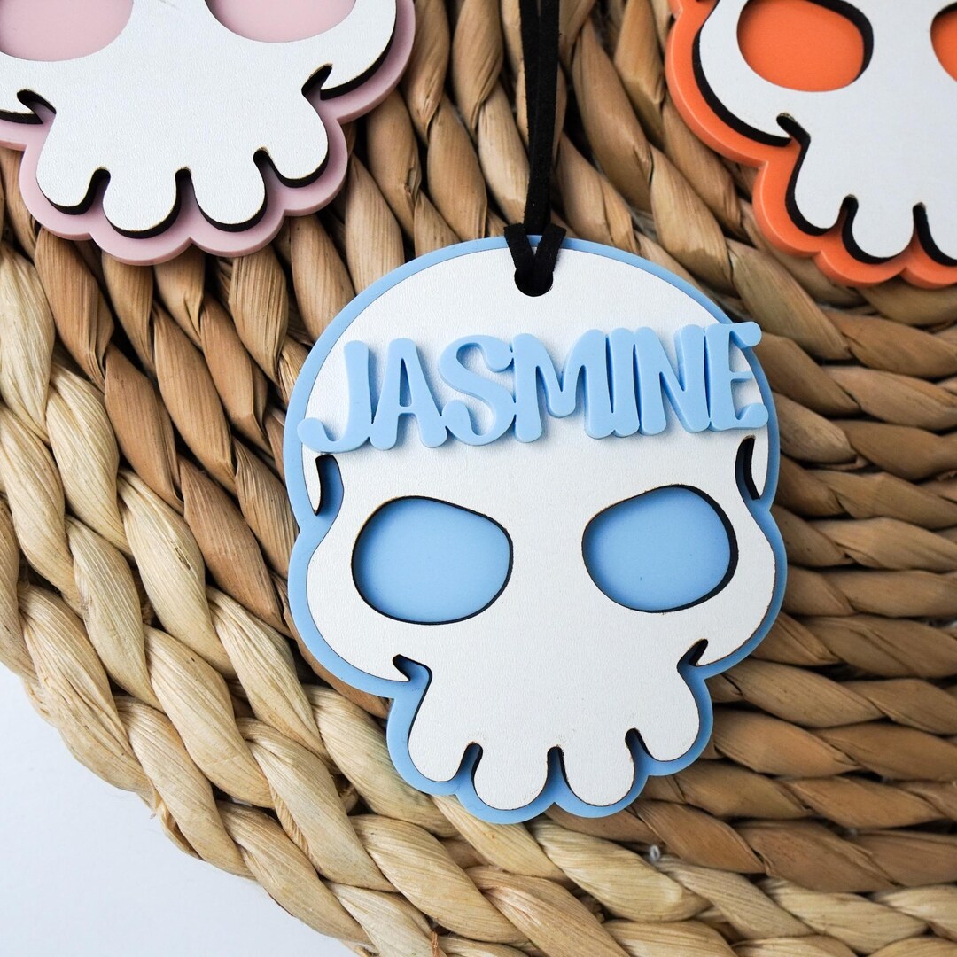 Personalised Boo Basket Halloween Treat Tag Custom Halloween Skull Name ...