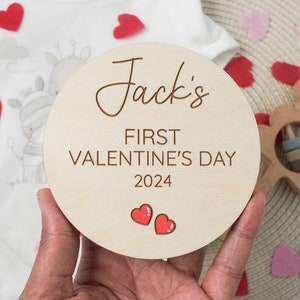 Personalised My First Valentines Day Baby Name Sign Wooden First ...