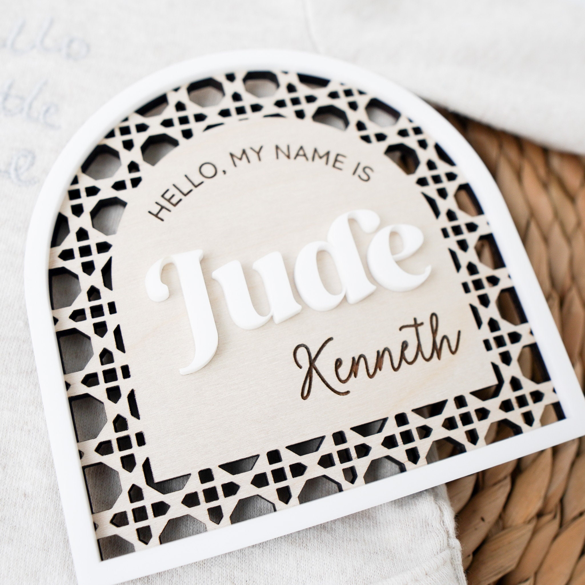 Personalised Baby Announcement Sign Hello My Name is Baby Arrival ...