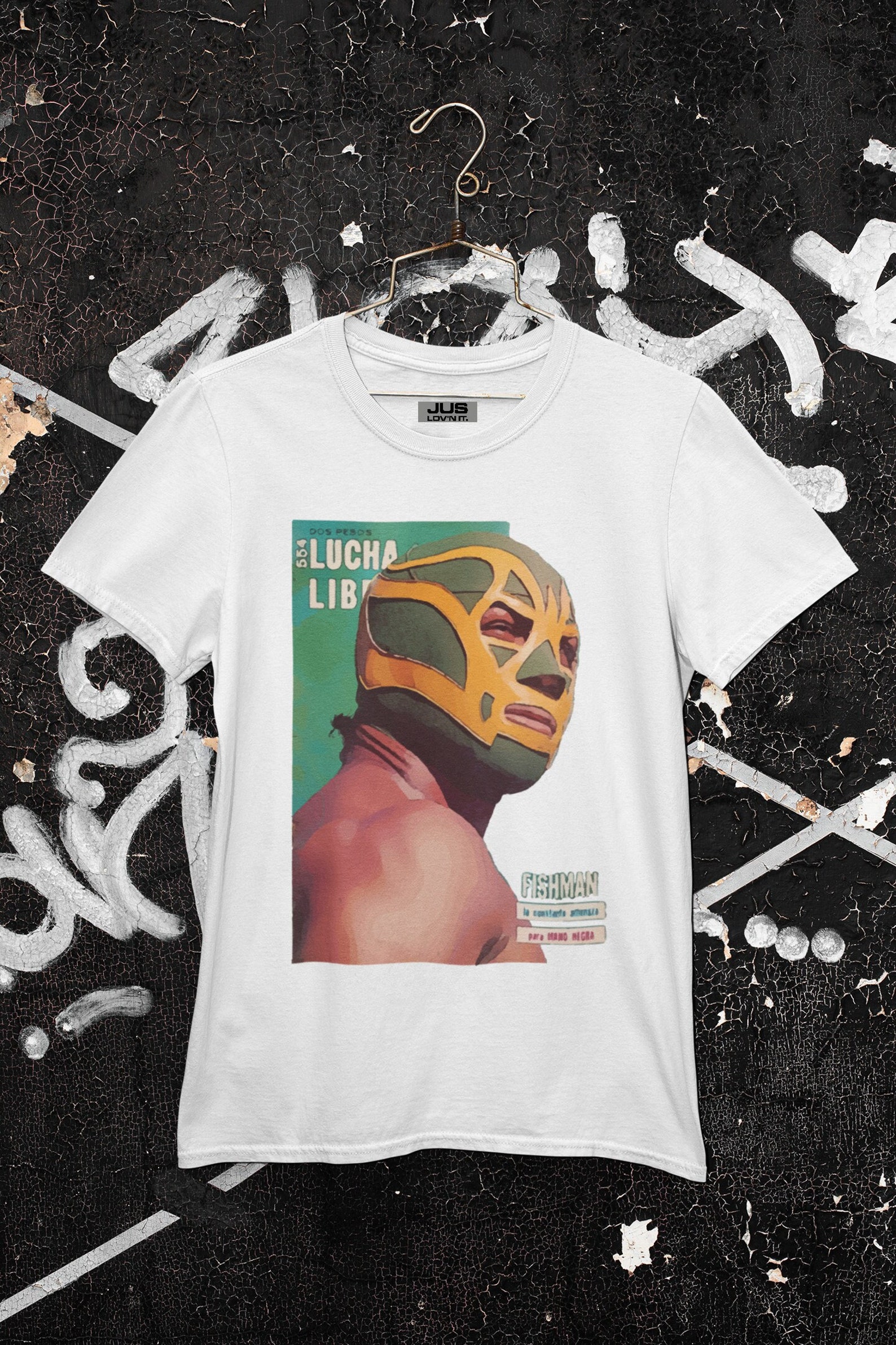 Fishman Masked Lucha Libre Wrestler Short Sleeved Unisex T-shirt ...