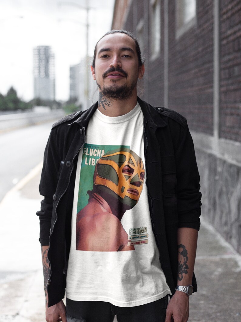 Fishman Masked Lucha Libre Wrestler Short Sleeved Unisex T-shirt ...