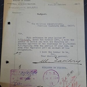 1920 Discharge of Lt.colonel W.F. Stirling Letter - Etsy