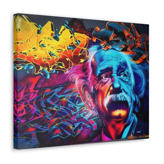Einstein Graffiti Painting Wall Art Canvas Print With Covered - Etsy