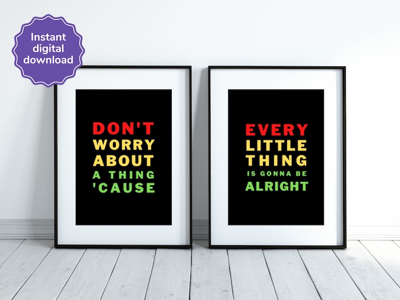 Don't Worry About a Thing, Gonna Be Alright Poster Set Bob Marley ...