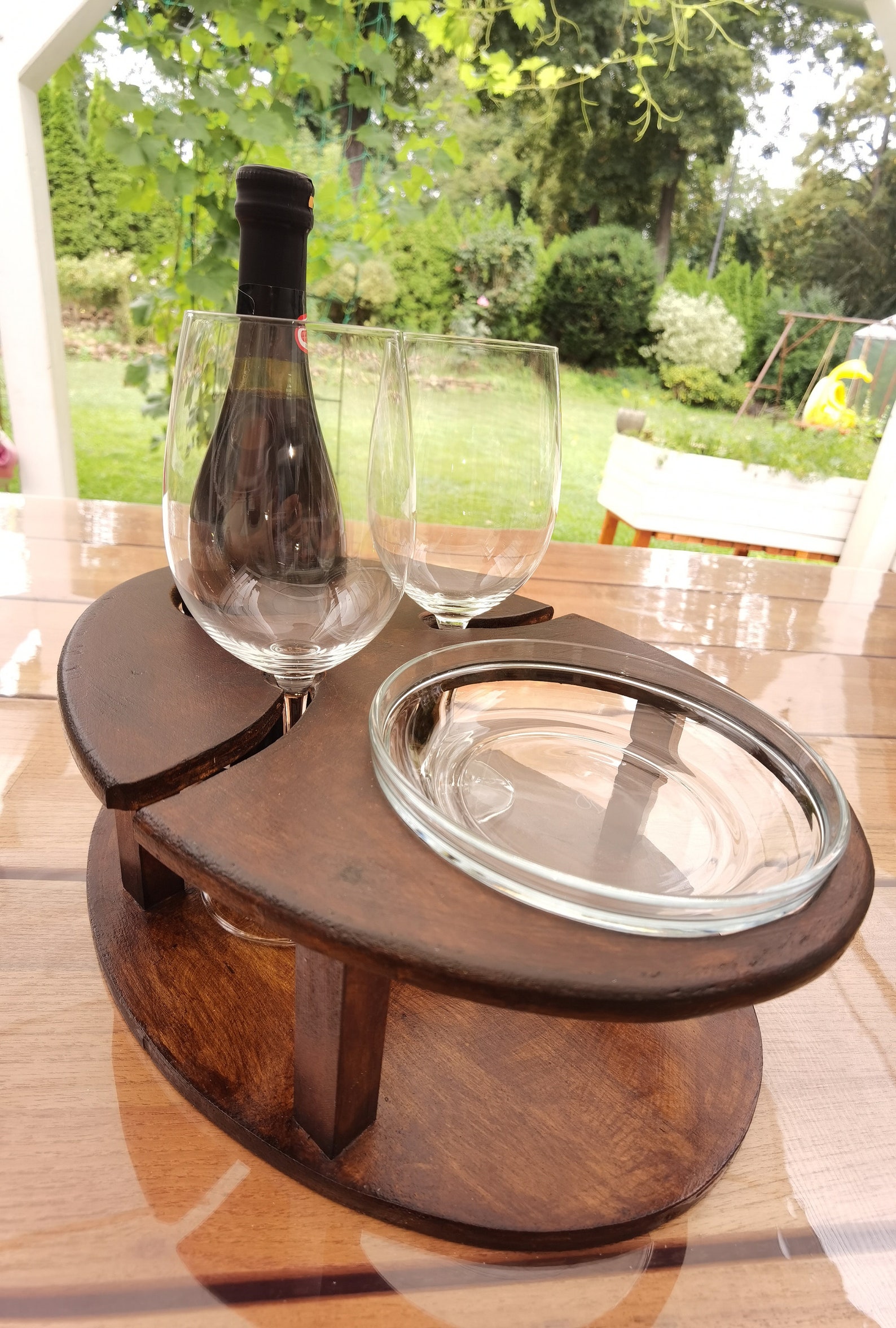 Weintisch-Holz, Servierplatte, Weinständer, Geschenk für Paare ...