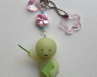 Blue Smiski Keychain, Smiski Bag Charm, Bag Charm With Carabiner, Blue ...