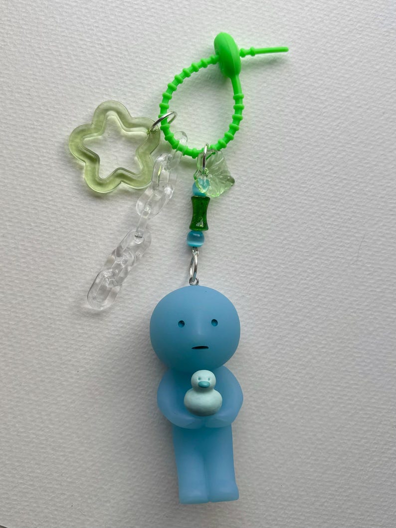 Blue Smiski Keychain, Smiski Bag Charm, Bag Charm With Zip Tie, Blue ...
