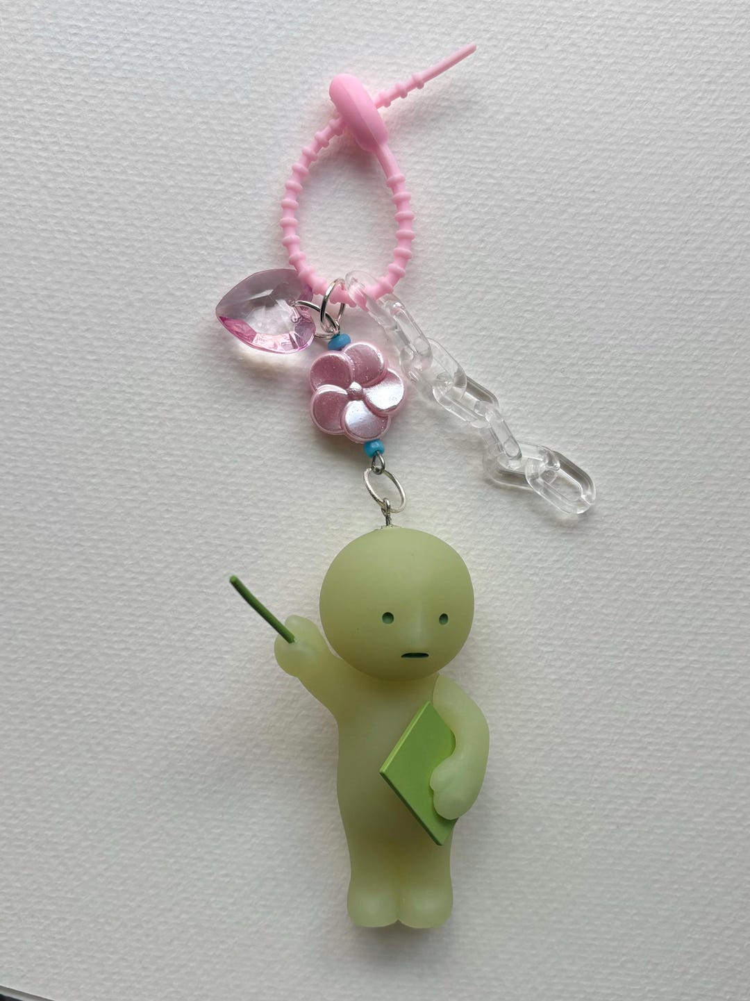 Green Smiski Keychain, Smiski Bag Charm, Bag Charm With Zip Tie, Green ...