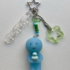 Blue Smiski Keychain, Smiski Bag Charm, Bag Charm With Carabiner, Blue ...