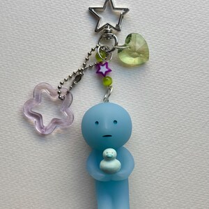Blue Smiski Keychain, Smiski Bag Charm, Bag Charm With Carabiner, Blue ...