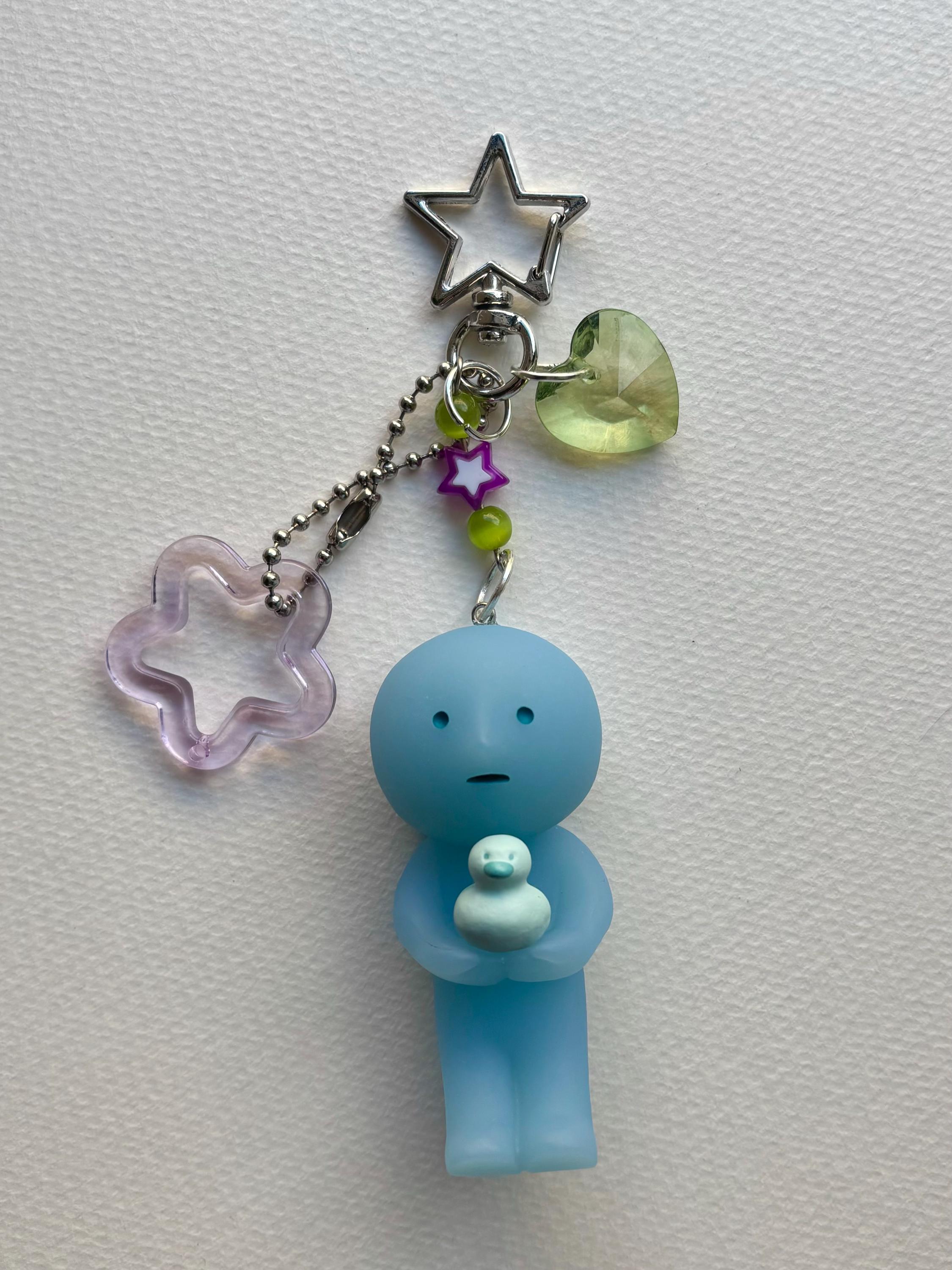 Blue Smiski Keychain, Smiski Bag Charm, Bag Charm With Carabiner, Blue ...