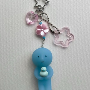 Blue Smiski Keychain, Smiski Bag Charm, Bag Charm With Carabiner, Blue ...