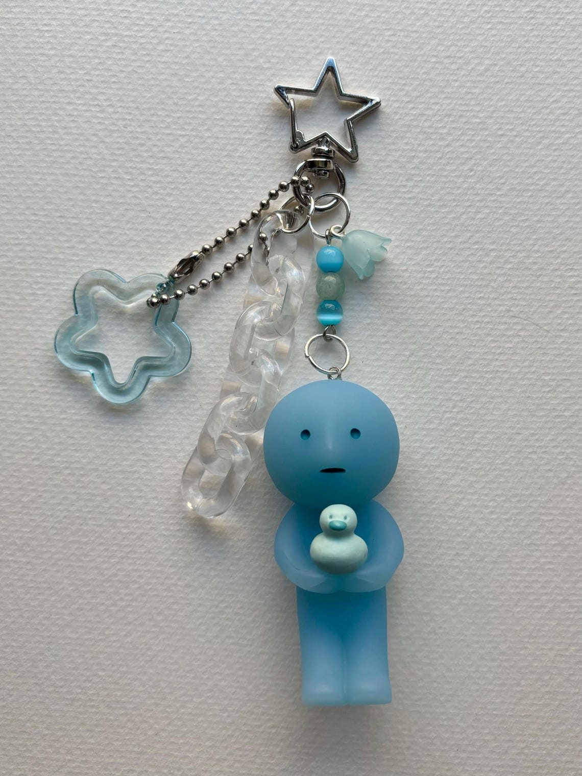 Blue Smiski Keychain, Smiski Bag Charm, Bag Charm With Carabiner, Blue ...