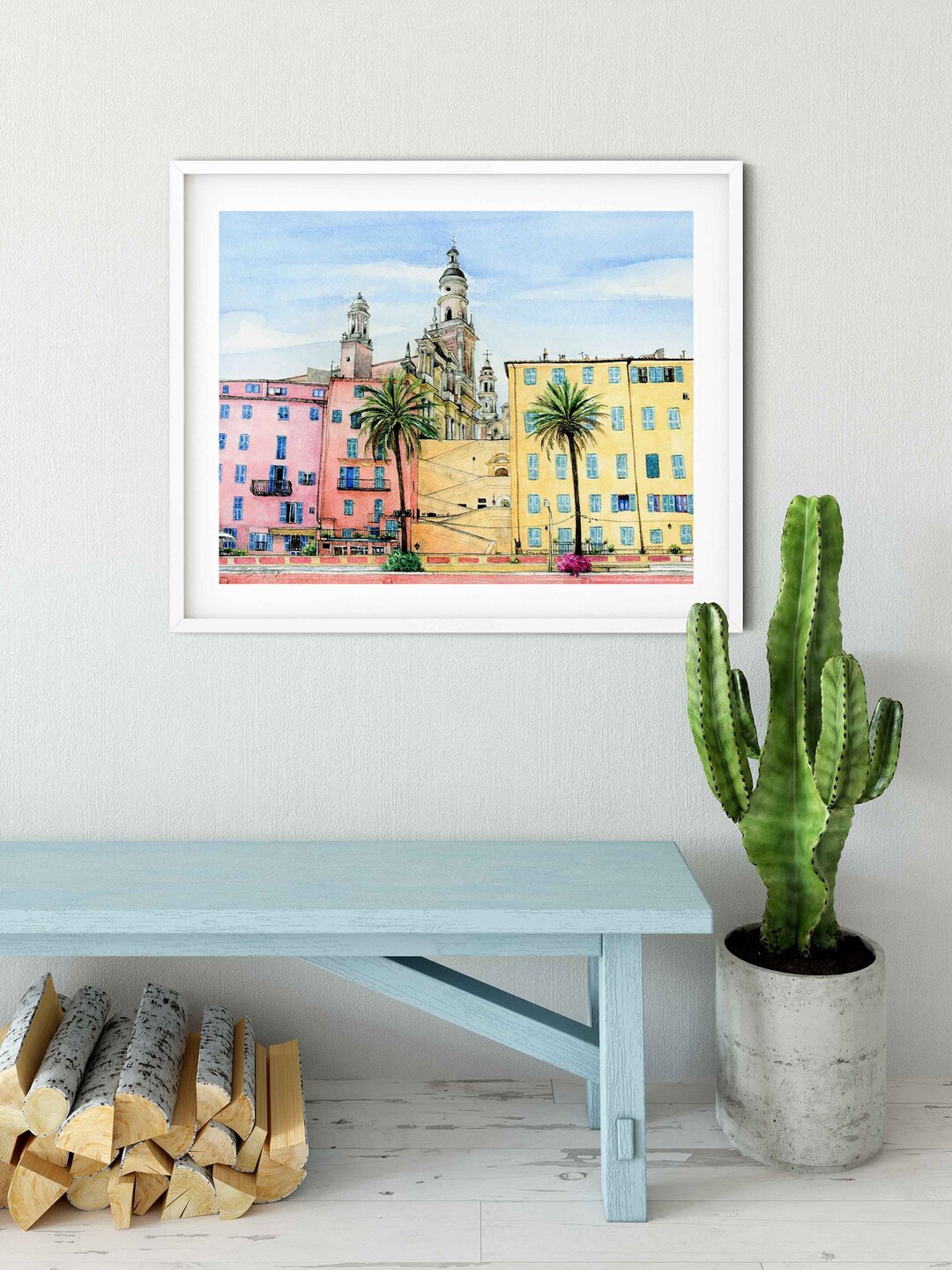 Menton France Art Print, Watercolor Painting, 11x14 Inch Print, French ...