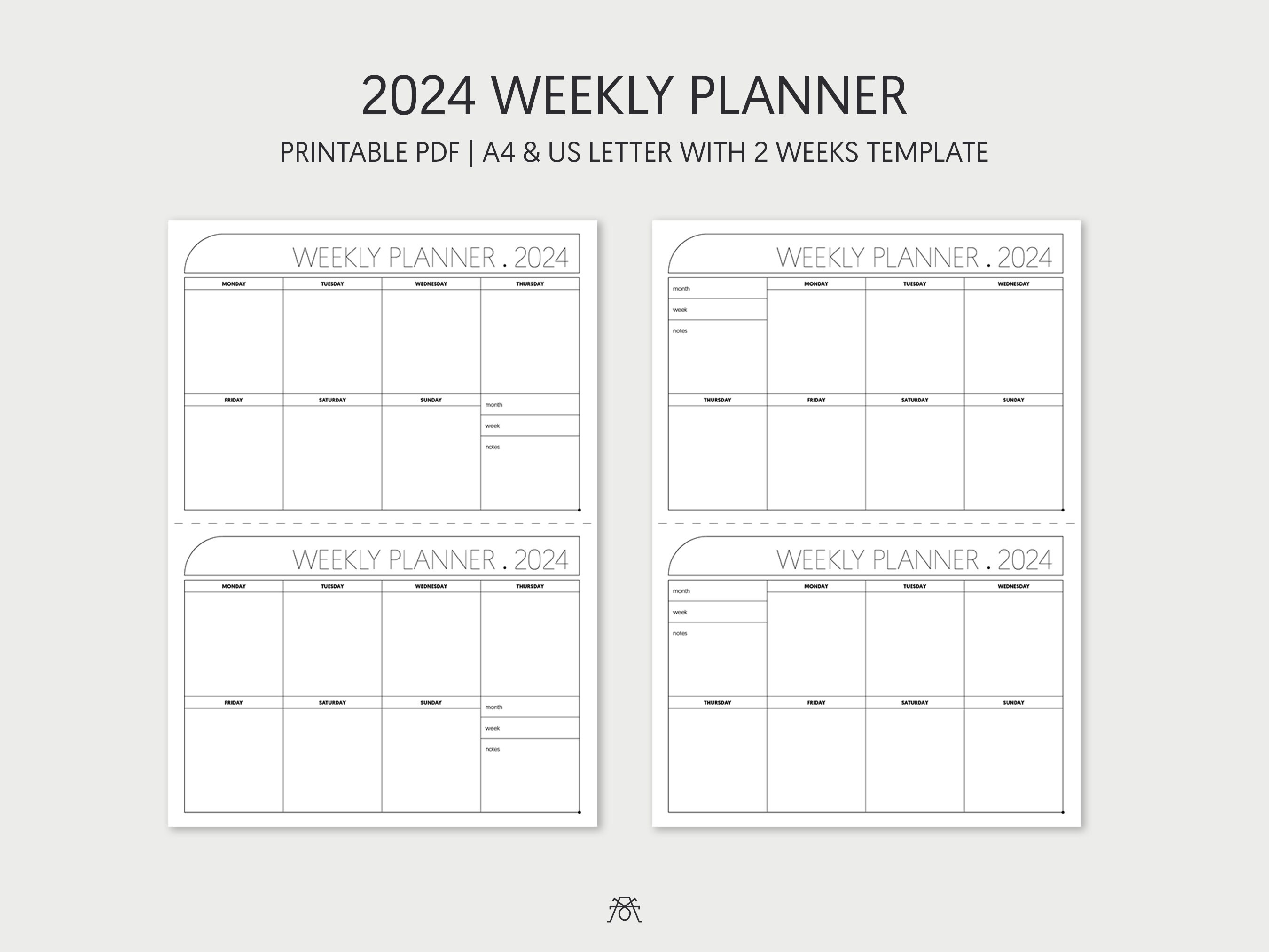 2024 Printable Weekly Planner | A4, US Letter | Digital Download ...