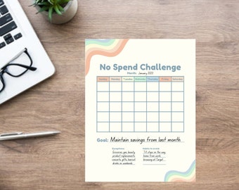 No Spend Savings Challenge Printable digital Instant Download Savings ...