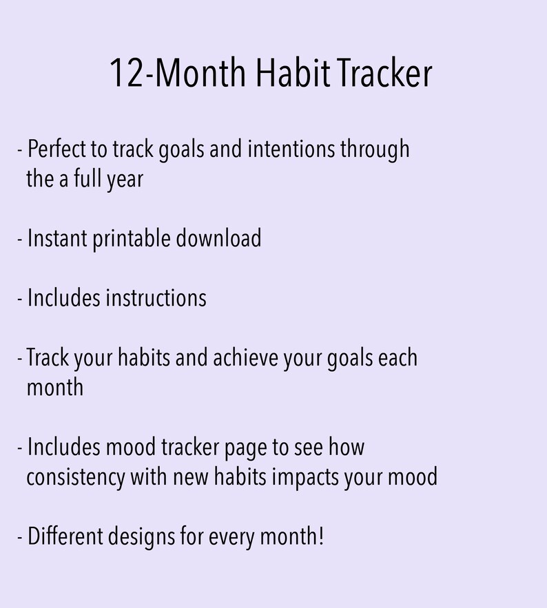 12 Month Printable Habit Tracker Template and Goal Planner - Etsy