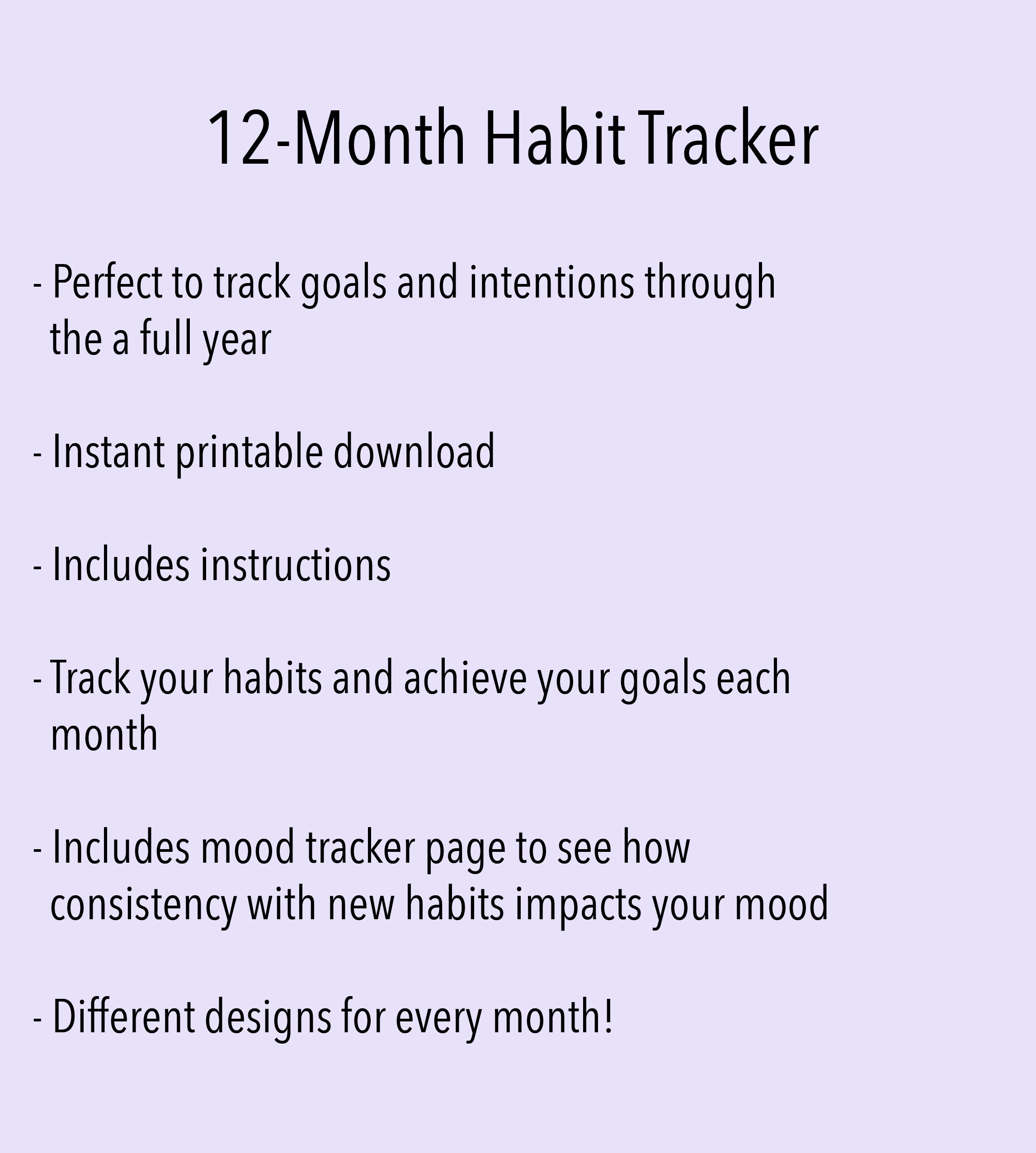 12 Month Printable Habit Tracker Template and Goal Planner - Etsy
