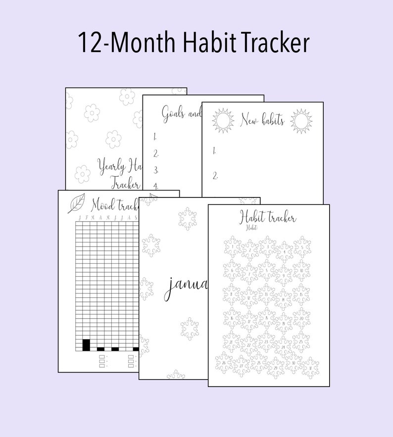 12 Month Printable Habit Tracker Template and Goal Planner - Etsy