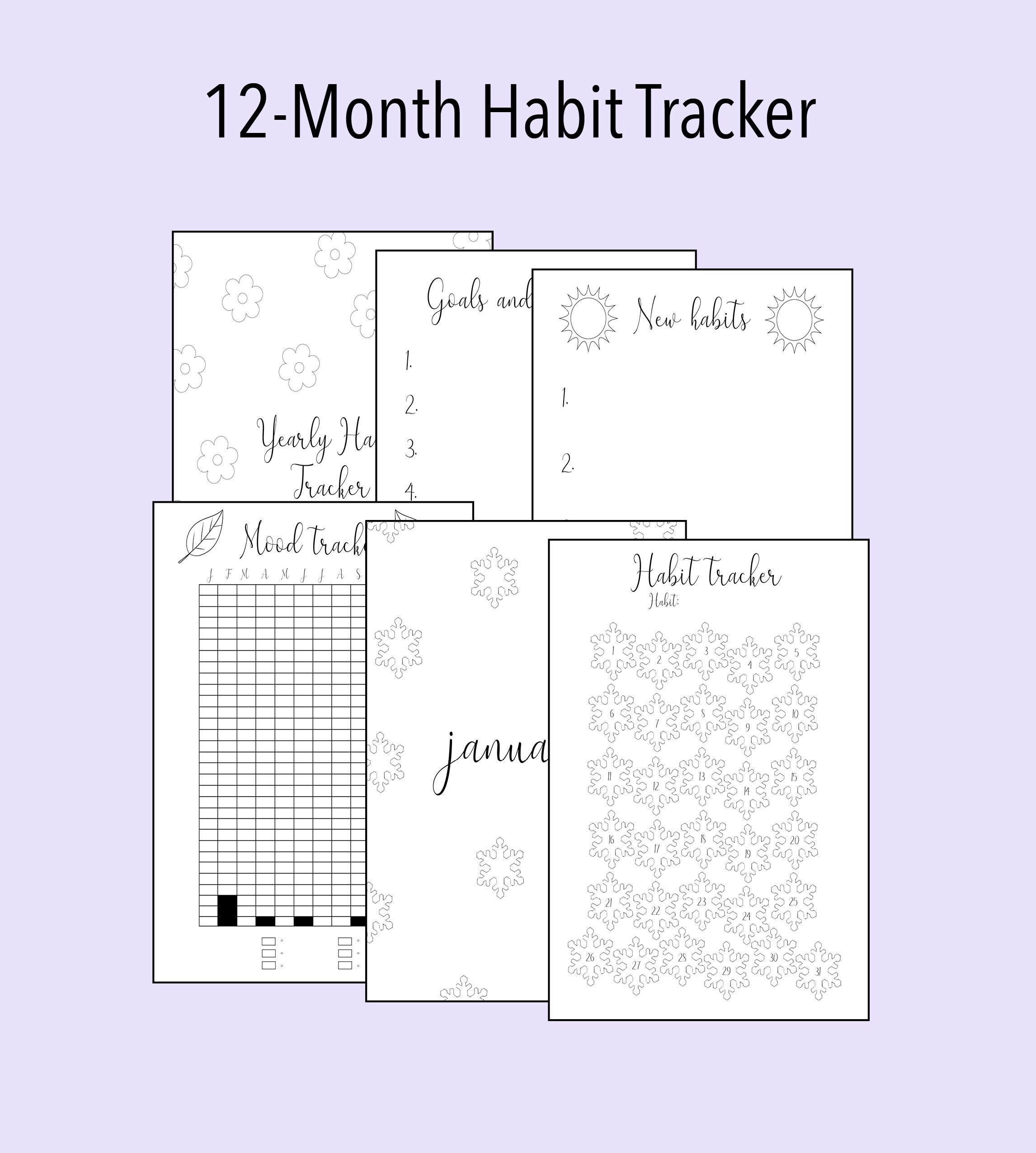 12 Month Printable Habit Tracker Template and Goal Planner - Etsy