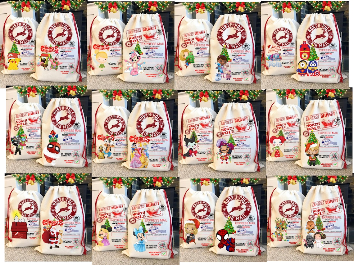 Santa Sacks Bundle 60 Png Designs Includes Mockup.simulation of Old ...