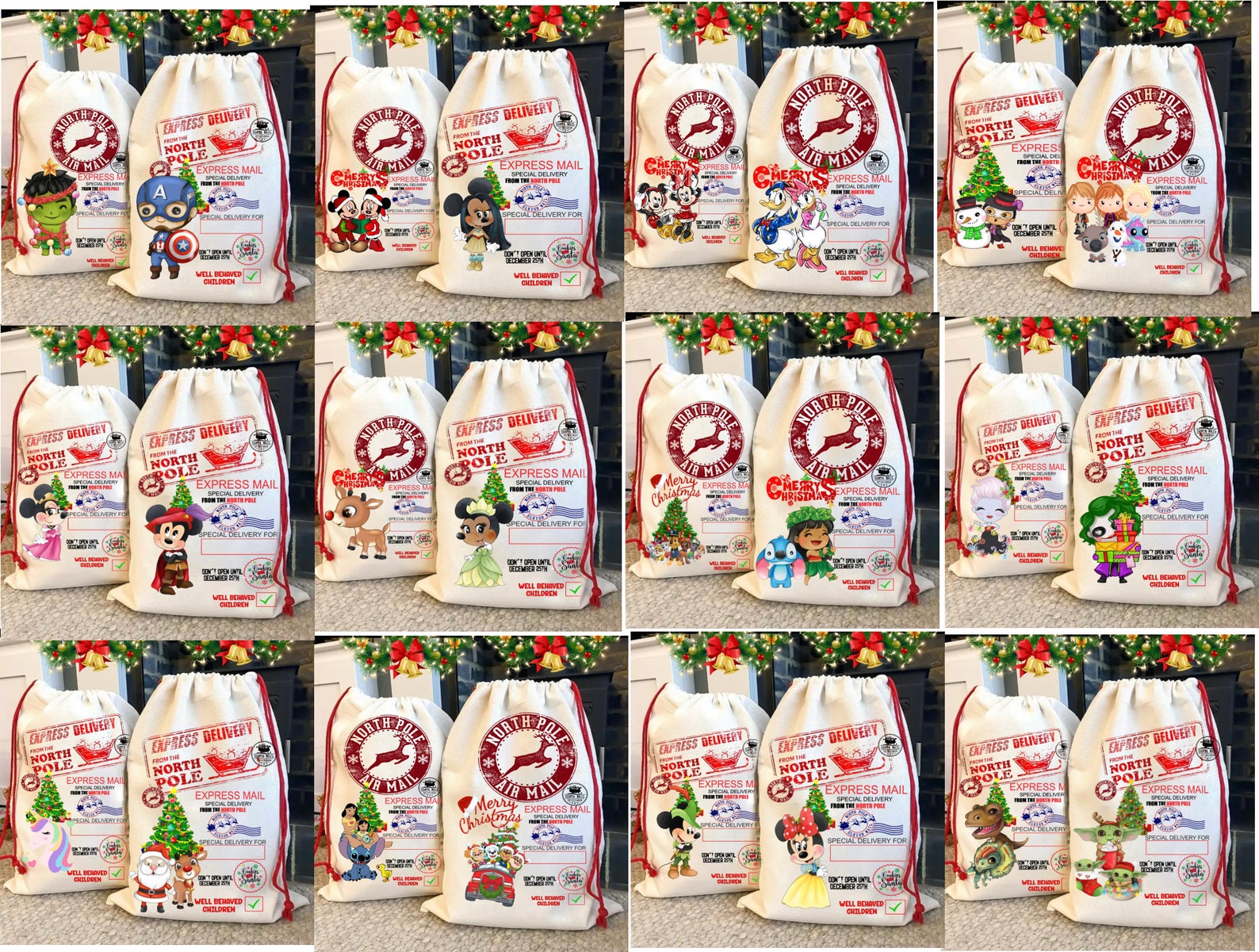 Santa Sacks Bundle 60 Png Designs Includes Mockup.simulation of Old ...
