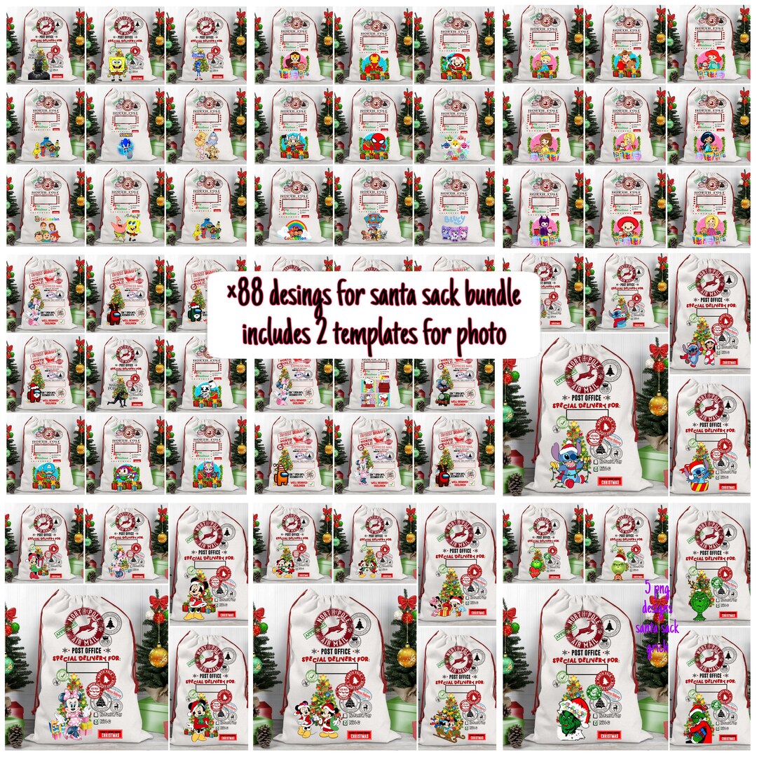 Santa Sack Megabundle 88 Designs for Sack and 2 Templates for Photo - Etsy