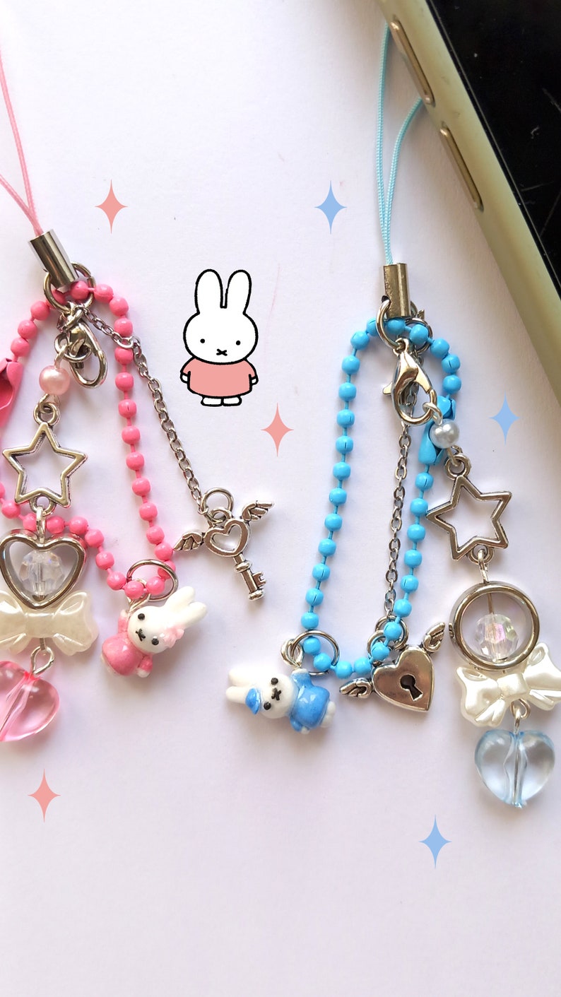Matching Miffy Phone Charms, Adorable Handmade Clay Keychains, Perfect ...