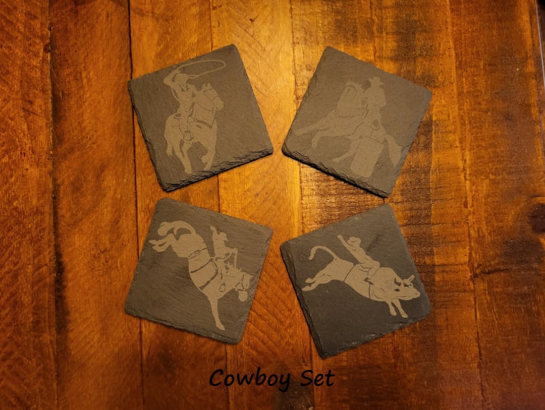 Rodeo Cowboys and Cowgirl Slate Coasters, Rustic Drink Coaster - Etsy