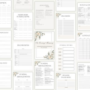 Funeral Service Planner, Celebration of Life Planner Checklist, End of Life Checklist, Printable ...