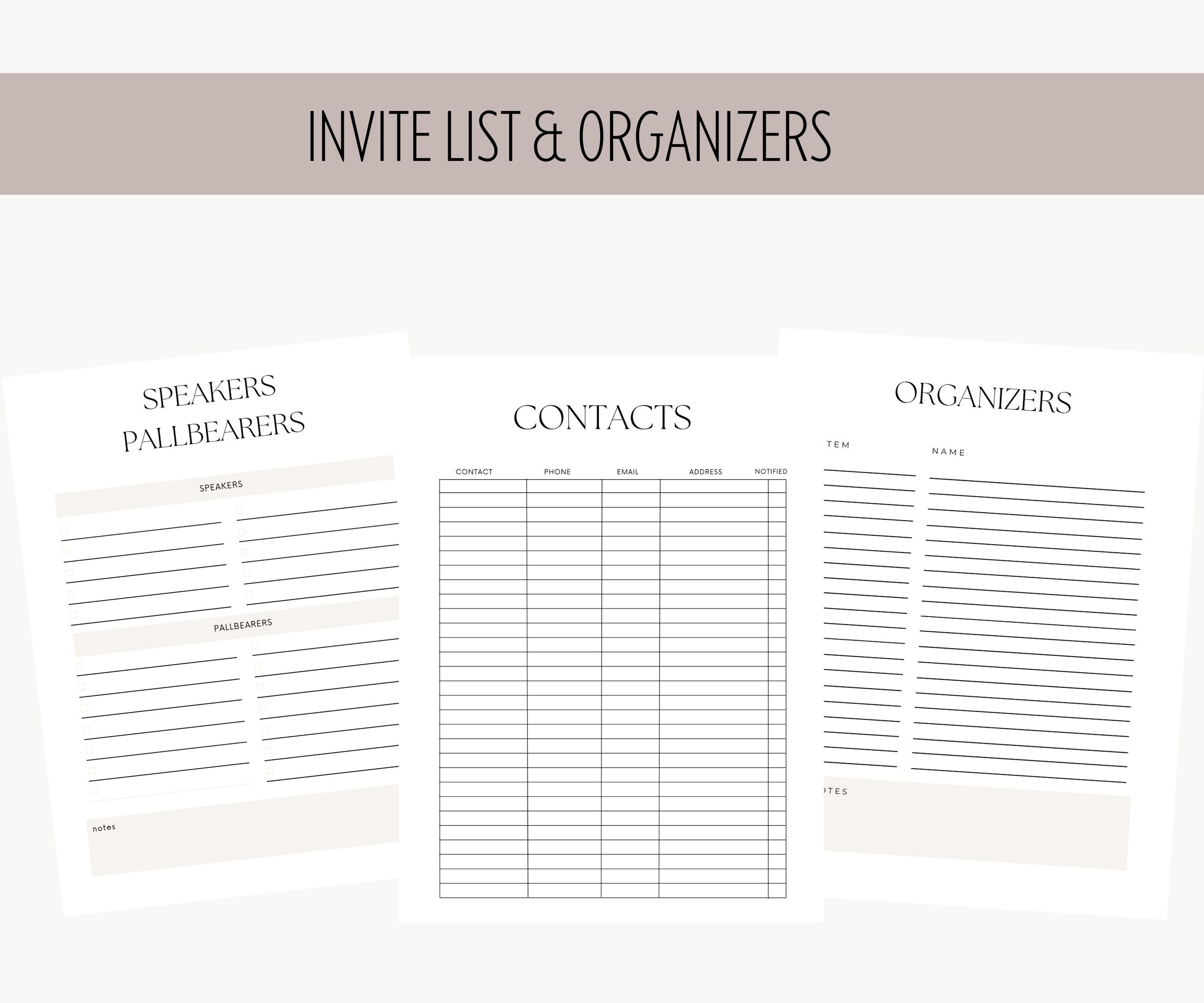 Funeral Service Planner, Celebration of Life Planner Checklist, End of ...