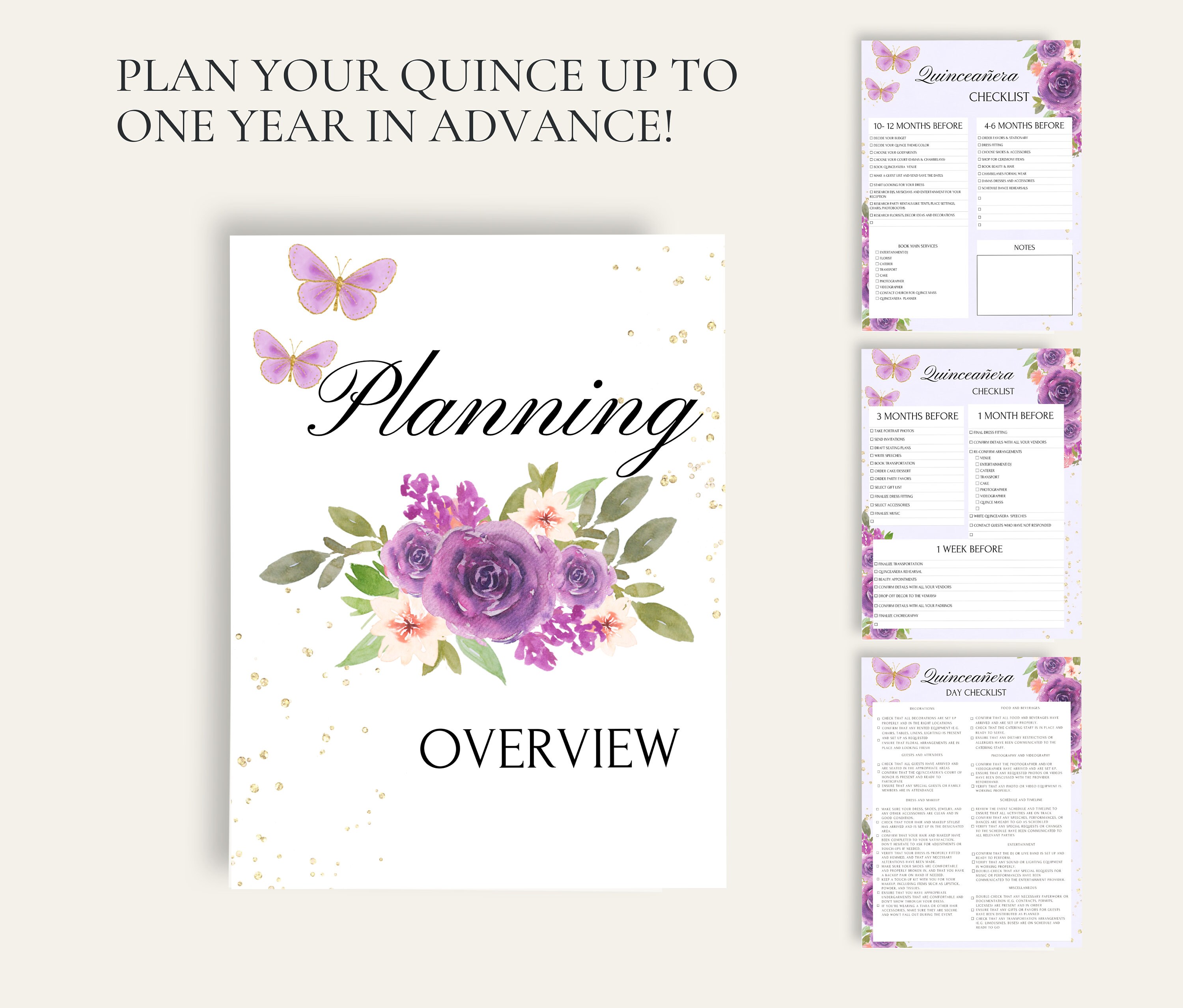 XV Años Purple Quinceañera Planner, Party Planner, INSTANT DOWNLOAD ...