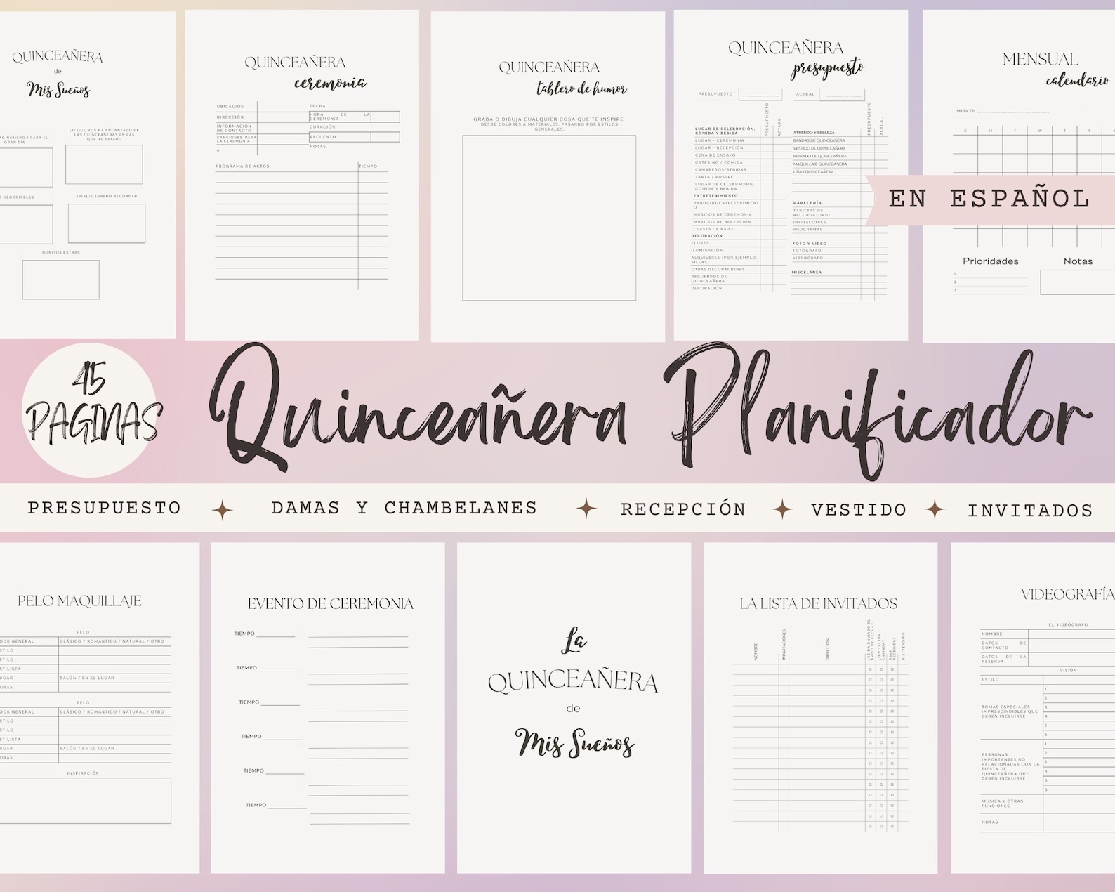 Quinceañera Planificador, Mis Quince 15 XV Años Agenda, Mis Quince 15 ...