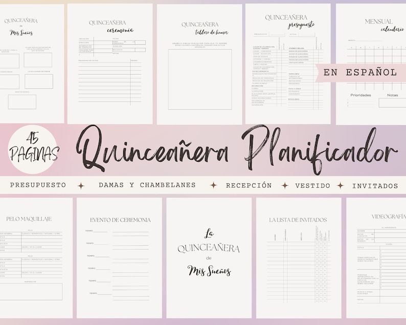 Quinceañera Planificador, Mis Quince 15 XV Años Agenda, Mis Quince 15 ...