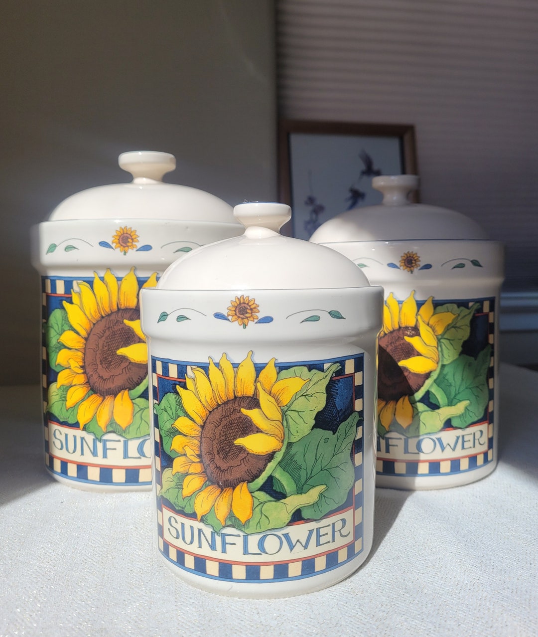 Vintage Susan Winget Ceramic Sunflower Jar and Lid Set, 1980s | 6 Piece ...