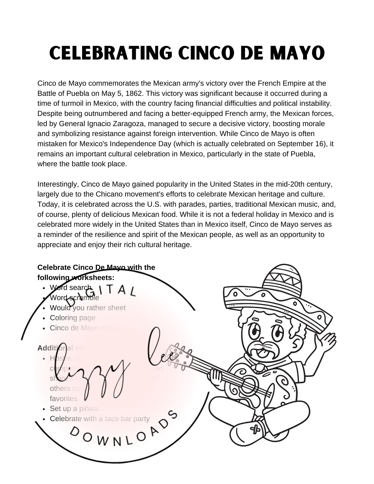 Cinco De Mayo Activities for School or Work - Etsy