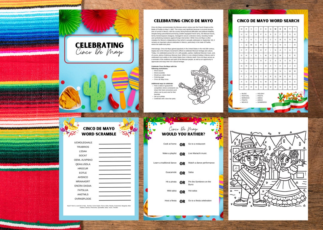 Cinco De Mayo Activities for School or Work - Etsy