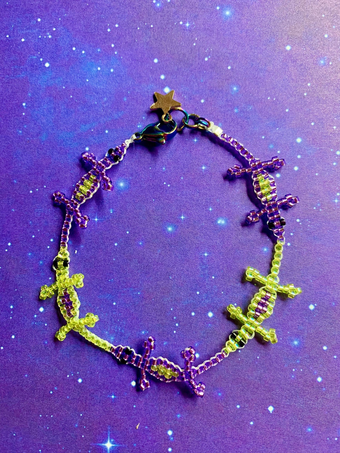 Alien Swag Bead Lizard Bracelet Rainbow Titanium Clasp With - Etsy