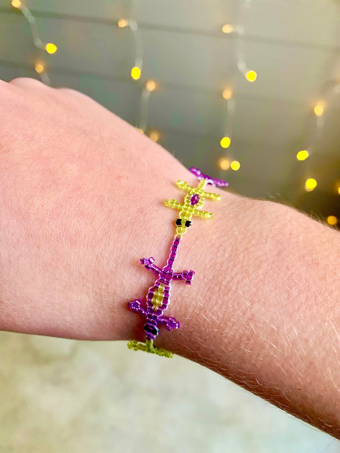 Alien Swag Bead Lizard Bracelet Rainbow Titanium Clasp With - Etsy