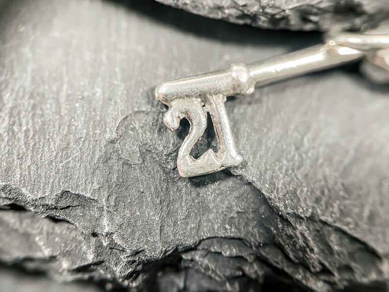 Vintage Sterling Silver 21st Birthday Key Charm Pendant Necklace - Etsy
