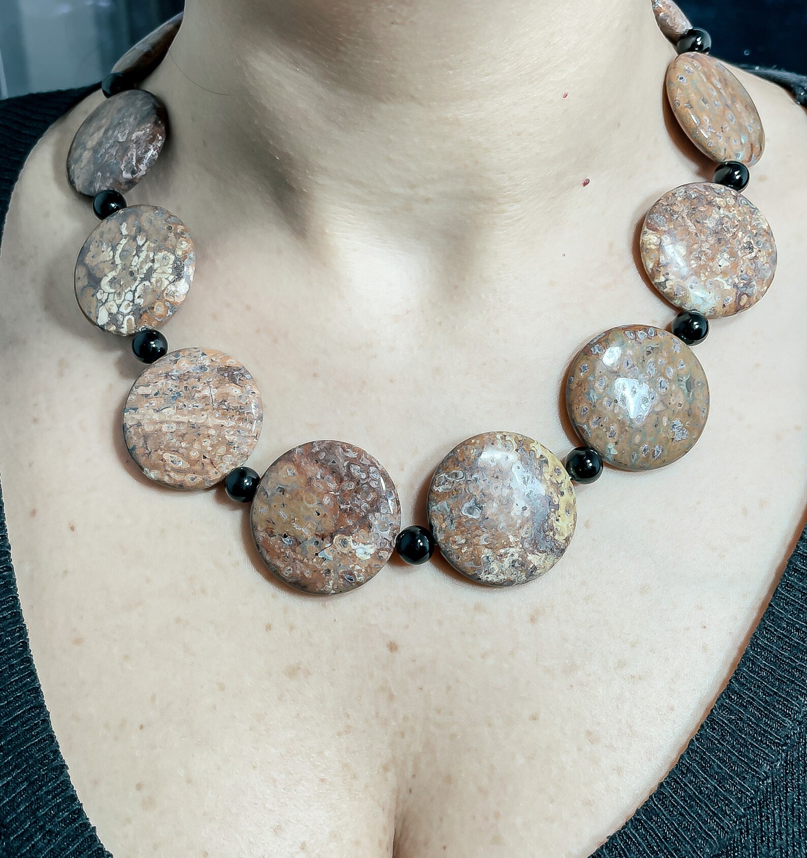 Vintage Semi Precious Jasper Necklace - Etsy