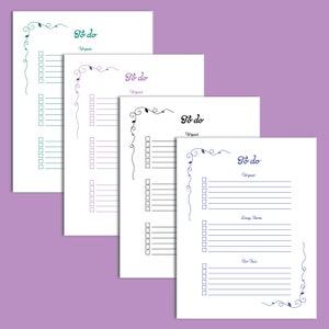 Printable To-do List in Various Colors and Various Templates, Daily ...