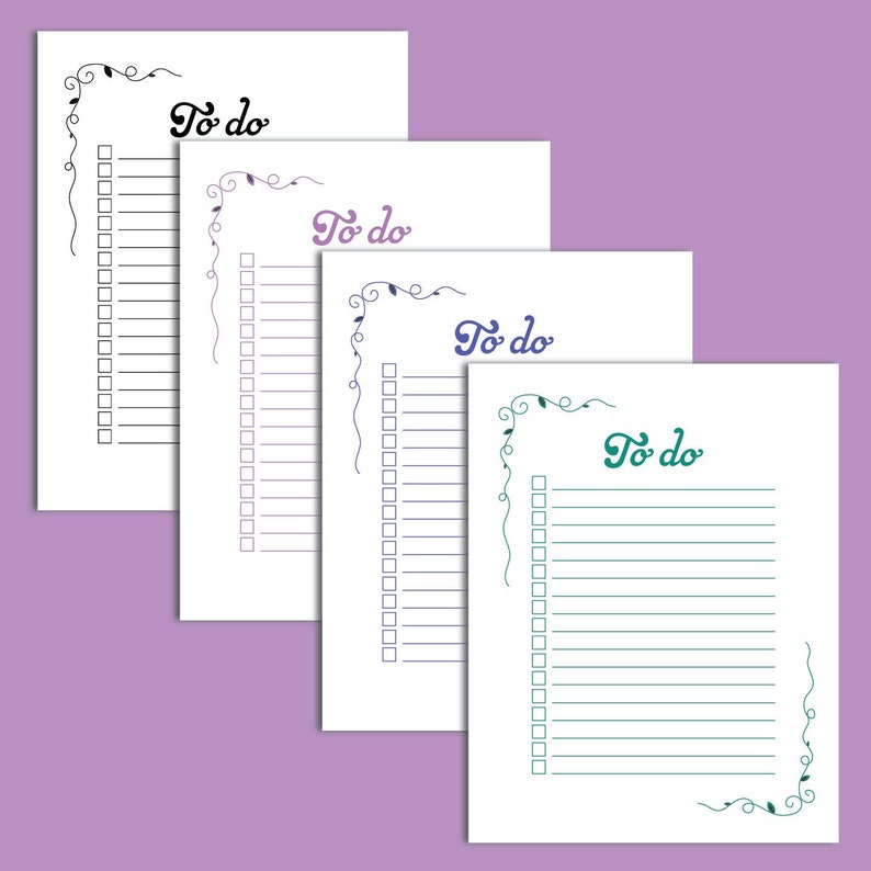 Printable To-do List in Various Colors and Various Templates, Daily ...