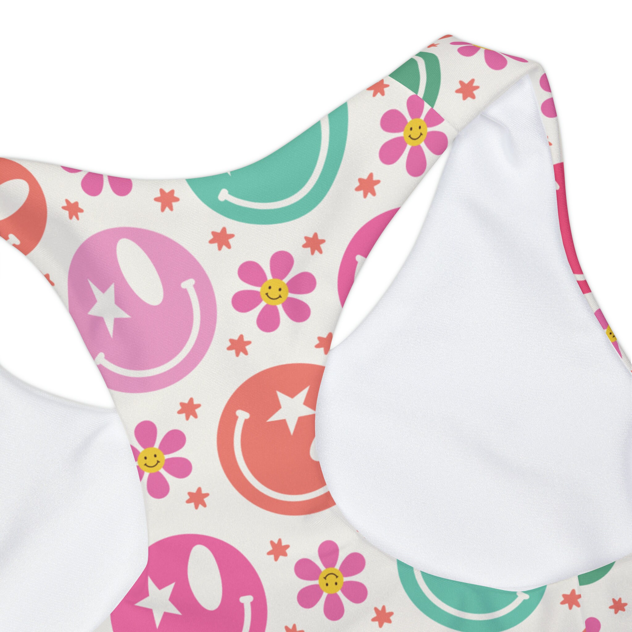 Smiley Face Girls Two Piece Swimsuit, Youth Swimsuit, Bolt Smiley Face ...