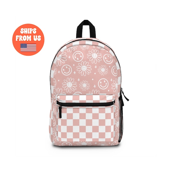Pink and White Checkered Backpack - Etsy