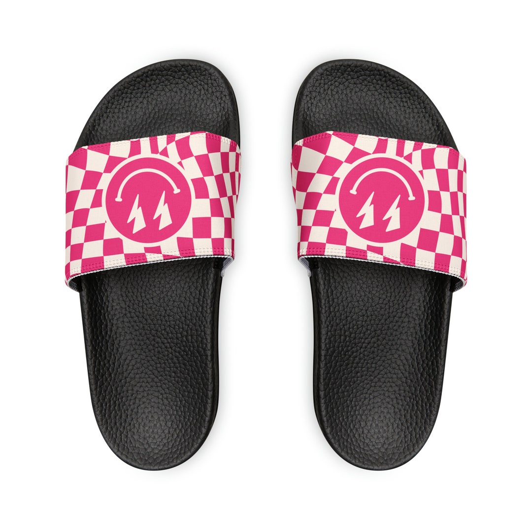 Pink Bolt Smiley Youth Slide Sandals, Kids Sandals, Summer Kids Sandals ...